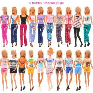 BARWA 41 Pack Doll Clothes and Accessories 5 PCS Fashion Dresses 5 Tops 5 Pants Outfits 10 PCS Mini Dresses 10shoes 6 Necklace 5 Glasses for 11.5 inch Doll