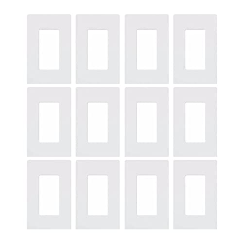 Lutron Claro 1 Gang Decorator/Rocker Wallplate, Gloss, White (12-Pack) | CW-1-WH