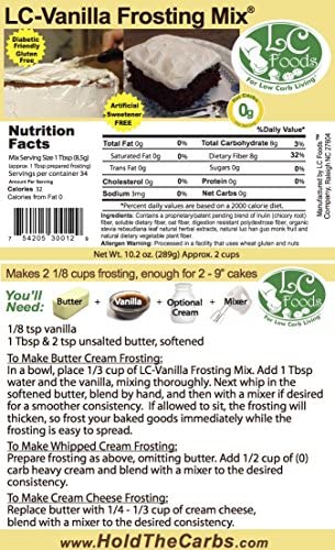 Low Carb Vanilla Frosting Mix | Gluten-free | Non-GMO | No Sugar | Diabetic Friendly | No Hydrogenated Oils | No Artificial Colors | Good for Baking (10.2 Oz)