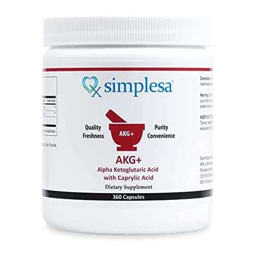 SIMPLESA NUTRITION - AKG+, Alpha Ketoglutaric Acid Plus Caprylic Acid, Improves Muscle Recovery, Increases Cell’s Energy Process, Helps to Get Lean Body, 360 Capsules, Made in USA, Non-GMO