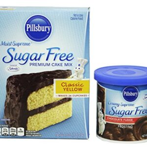 Pillsbury Moist Supreme Sugar Free Classic Yellow Premium Cake Mix, 16 Oz. And Pillsbury Creamy Supreme Sugar Free Frosting Chocolate Fudge, 15 Oz