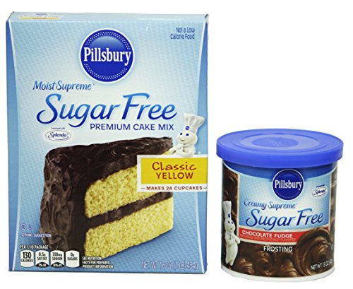 Pillsbury Moist Supreme Sugar Free Classic Yellow Premium Cake Mix, 16 Oz. And Pillsbury Creamy Supreme Sugar Free Frosting Chocolate Fudge, 15 Oz