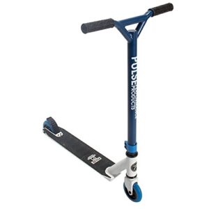 pulse performance products kr2 freestyle scooter - beginner kick pro scooter for kids - blue