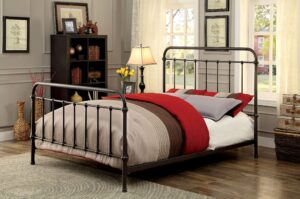 furniture of america overtown metal bed, california king, dark bronze