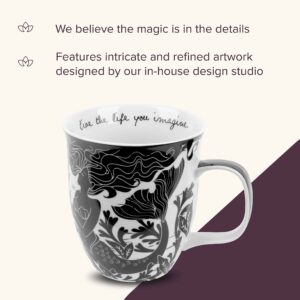 Karma Gifts 16 oz Black and White Boho Mug Mermaid - Cute Coffee and Tea Mug - Ceramic Coffee Mugs for Women and Men