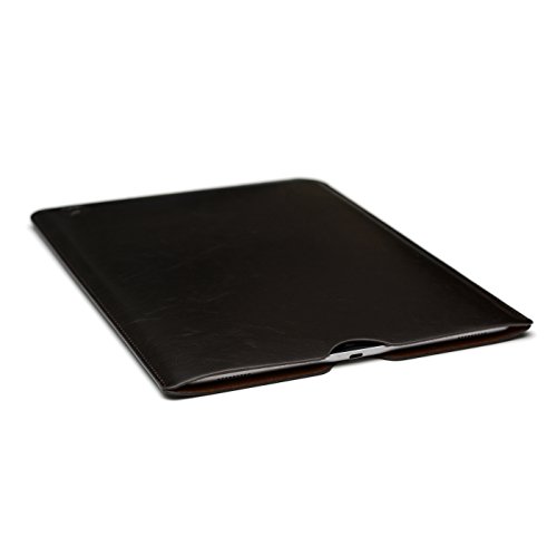 Dockem Executive Sleeve for iPad Pro 12.9 (2015 & 2017): Premium Dark Brown Synthetic/Vegan Leather Lined with Soft Microfiber Felt: Slim, Simple, Slip-on Tablet Case