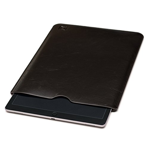 Dockem Executive Sleeve for iPad Pro 12.9 (2015 & 2017): Premium Dark Brown Synthetic/Vegan Leather Lined with Soft Microfiber Felt: Slim, Simple, Slip-on Tablet Case