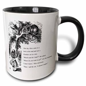 3drose which road do i take cheshire cat alice in wonderland-john tenniel mug, 1 count (pack of 1), black