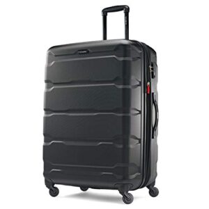 samsonite omni pc hardside expandable luggage with spinner wheels, checked-large 28-inch, black