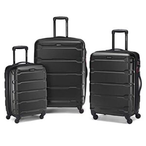 samsonite omni pc hardside expandable luggage with spinner wheels, 3-piece set (20/24/28), black