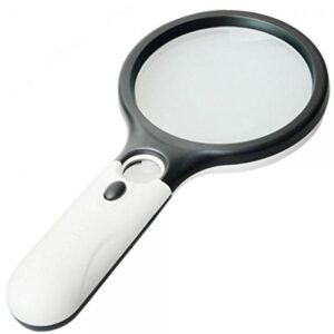 magnifier 3 led light, marrywindix 3x 45x handheld magnifier reading magnifying glass lens jewelry loupe white and black