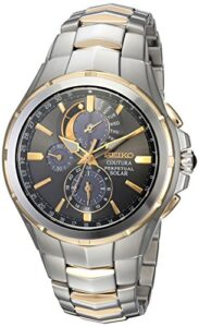 seiko ssc376 watch for men - coutura collection - two-tone stainless steel case & bracelet, light-powered, 6-month power reserve, perpetual calendar, and 100m water resistant