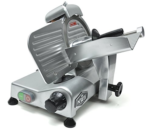 KWS Premium MS-6SS 200w Electric Meat Slicer 7.67-Inch Stainless Steel Blade, Frozen Meat/Deli Meat/Cheese/Food Slicer Low Noises Commercial and Home Use