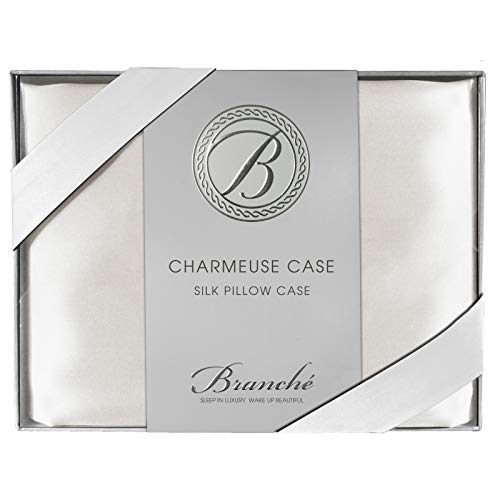 Branché Beauty Sleep Charmeuse Case | Silk Pillowcase for Healthy Skin and Hair | Boudoir - 12" x 16" / 31 x 41 cm | White