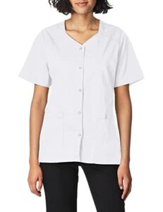 wonderwink women's wonderwork short sleeve snap jacket, white, x-large