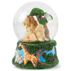 Elanze Designs Lions Zebras Elephants and Giraffes 100MM Music Water Globe Plays Tune Born Free