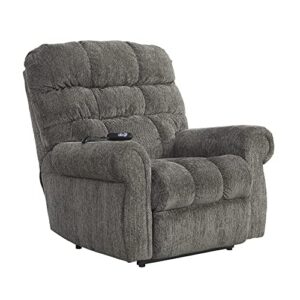 signature design by ashley ernestine power lift adjustable oversized recliner for elderly, gray