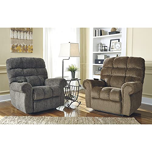 Signature Design by Ashley Ernestine Power Lift Adjustable Oversized Recliner for Elderly, Gray