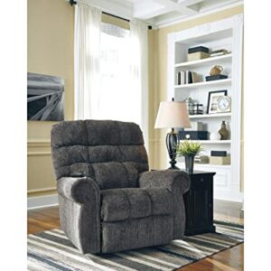 Signature Design by Ashley Ernestine Power Lift Adjustable Oversized Recliner for Elderly, Gray