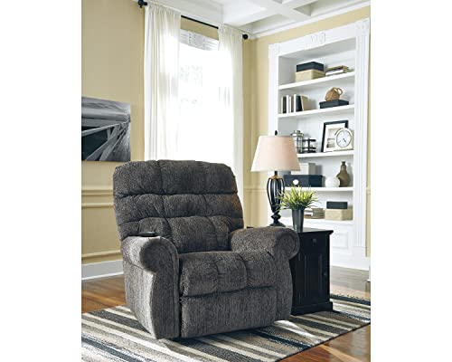 Signature Design by Ashley Ernestine Power Lift Adjustable Oversized Recliner for Elderly, Gray