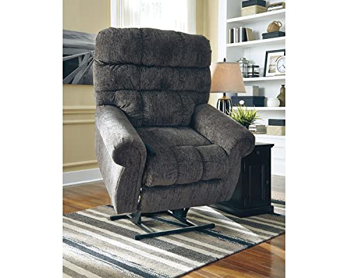 Signature Design by Ashley Ernestine Power Lift Adjustable Oversized Recliner for Elderly, Gray