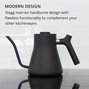 Fellow Stagg Stovetop Pour-Over Coffee and Tea Kettle - Gooseneck Teapot with Precision Pour Spout, Built-In Thermometer, Matte Black, 1 Liter