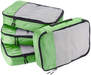 amazon basics 4 piece packing travel organizer cubes set - medium, green