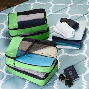 Amazon Basics 4 Piece Packing Travel Organizer Cubes Set - Medium, Green