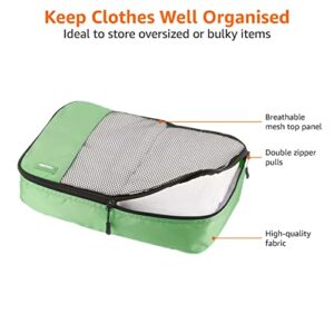 Amazon Basics 4 Piece Packing Travel Organizer Cubes Set - Medium, Green