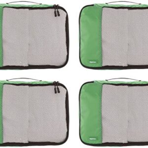 Amazon Basics 4 Piece Packing Travel Organizer Cubes Set - Medium, Green