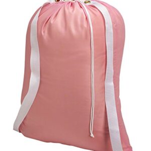 Backpack Laundry Bag, Pink - 22" X 28" - Two Shoulder Straps for Easy Backpack Carrying and Drawstring Closure. These Nylon Laundry Bags Come in a Variety of Attractive Colors and Patterns.