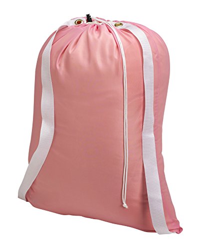 Backpack Laundry Bag, Pink - 22" X 28" - Two Shoulder Straps for Easy Backpack Carrying and Drawstring Closure. These Nylon Laundry Bags Come in a Variety of Attractive Colors and Patterns.