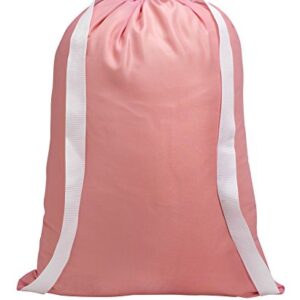 Backpack Laundry Bag, Pink - 22" X 28" - Two Shoulder Straps for Easy Backpack Carrying and Drawstring Closure. These Nylon Laundry Bags Come in a Variety of Attractive Colors and Patterns.