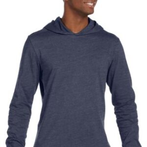 Bella + Canvas Unisex Jersey Long-Sleeve Hoodie, Large, HEATHER NAVY