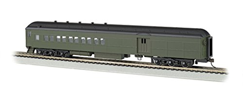 Bachmann Industries Painted Unlettered Pullman Green 72' Heavyweight Combine Car with Lighted Interior