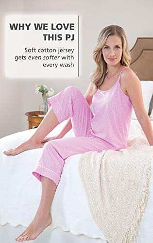 PajamaGram Womens Pajama Sets - Summer Pajamas For Women, Pink Polka Dot, LG