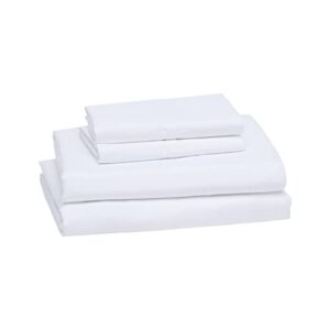 amazon basics lightweight super soft easy care microfiber 4-piece bed sheet set with 14-inch deep pockets, full, bright white, solid