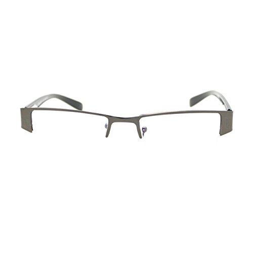 JuicyOrange Magnified Reading Glasses Rectangular Half Rim Spring Hinge Frame Gunmetal +2.00