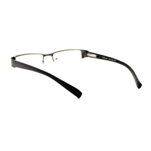 JuicyOrange Magnified Reading Glasses Rectangular Half Rim Spring Hinge Frame Gunmetal +2.00