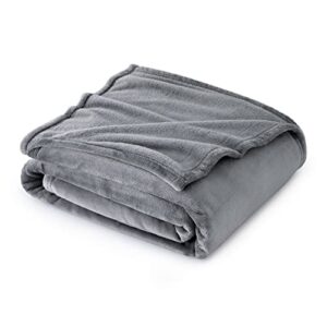 bedsure fleece blankets twin size grey - 300gsm lightweight plush fuzzy cozy soft twin blanket for bed, sofa, couch, travel, camping, 60x80 inches