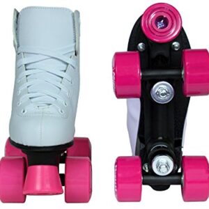 Epic Skates Pink Princess Girls Quad Roller Skates, White, Youth 3,PnkPncs03