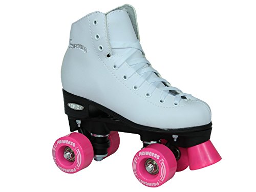 Epic Skates Pink Princess Girls Quad Roller Skates, White, Youth 3,PnkPncs03