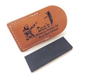 genuine arkansas black surgical (ultra fine) pocket knife sharpening stone whetstone 3" x 1" x 1/4" in leather pouch bap-13a-l