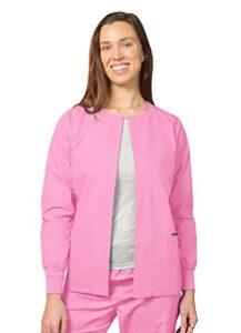 adar universal scrubs for women - round neck warm-up scrub jacket - 602 - sherbet - xl