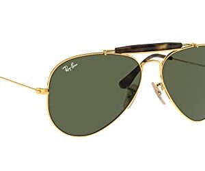 Ray-Ban RB3029 Outdoorsman II Aviator Sunglasses, Gold/G-15 Green, 62 mm