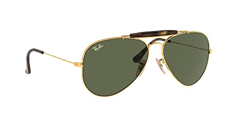 Ray-Ban RB3029 Outdoorsman II Aviator Sunglasses, Gold/G-15 Green, 62 mm