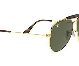 Ray-Ban RB3029 Outdoorsman II Aviator Sunglasses, Gold/G-15 Green, 62 mm