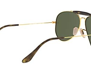 Ray-Ban RB3029 Outdoorsman II Aviator Sunglasses, Gold/G-15 Green, 62 mm