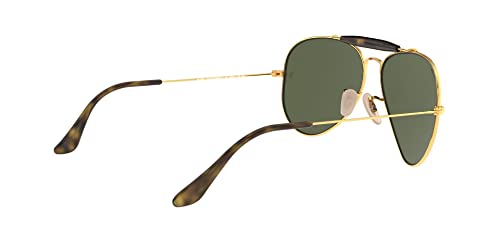 Ray-Ban RB3029 Outdoorsman II Aviator Sunglasses, Gold/G-15 Green, 62 mm