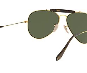 Ray-Ban RB3029 Outdoorsman II Aviator Sunglasses, Gold/G-15 Green, 62 mm